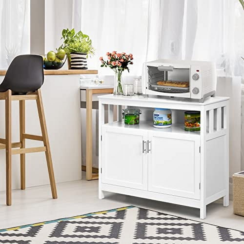 HAPPYGRILL Kitchen Buffet with Storage, Wooden Sideboard Storage ...