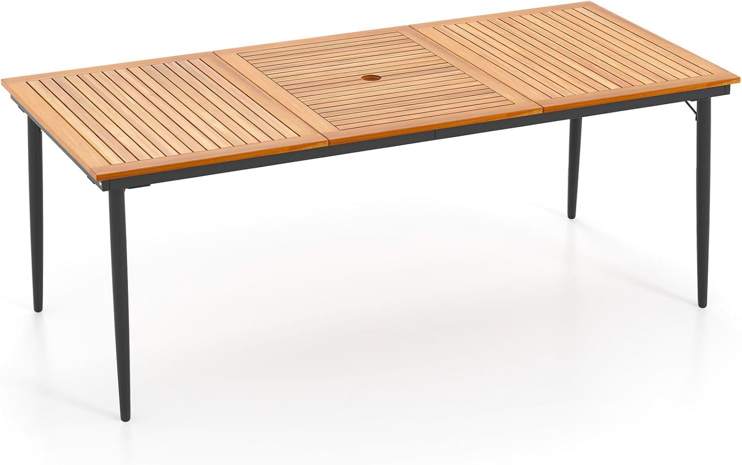 HAPPYGRILL Outdoor Dining Table for 6-8 People, Rectangular Eating ...