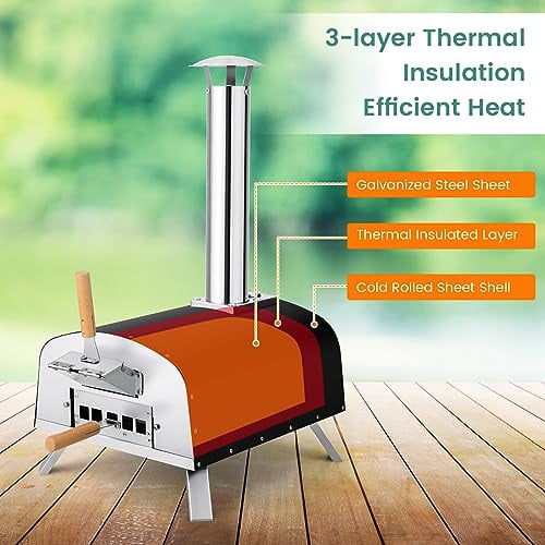 HAPPYGRILL Outdoor Pizza Oven, Multi-fuel Portable Wood Fired and Gas ...