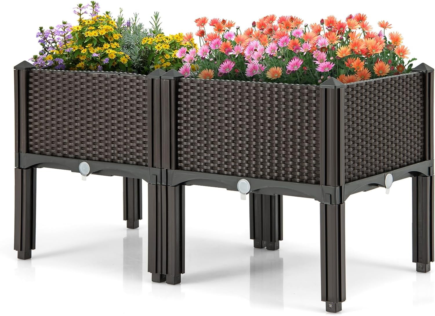 HAPPYGRILL Outdoor Raised Garden Bed, 2 Raised Planter Box with ...
