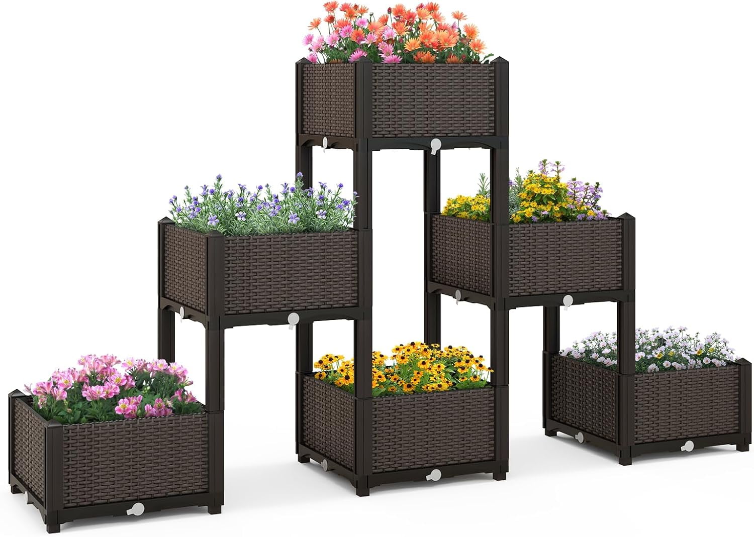 HAPPYGRILL Outdoor Raised Garden Bed, 6 Raised Planter Box with ...