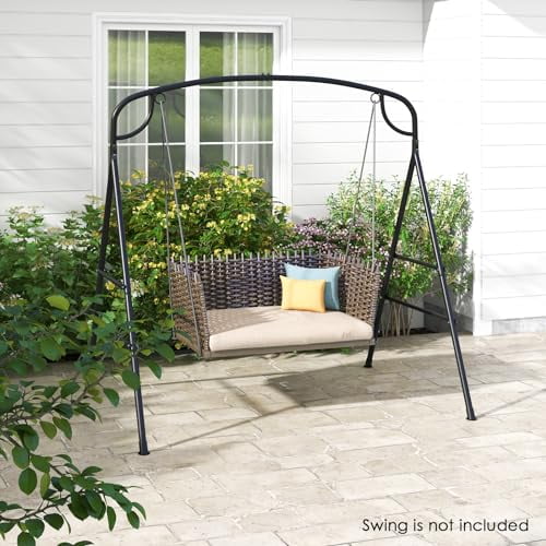 HAPPYGRILL Outdoor Swing Frame HeavyDuty Metal Porch Swing Stand with ...