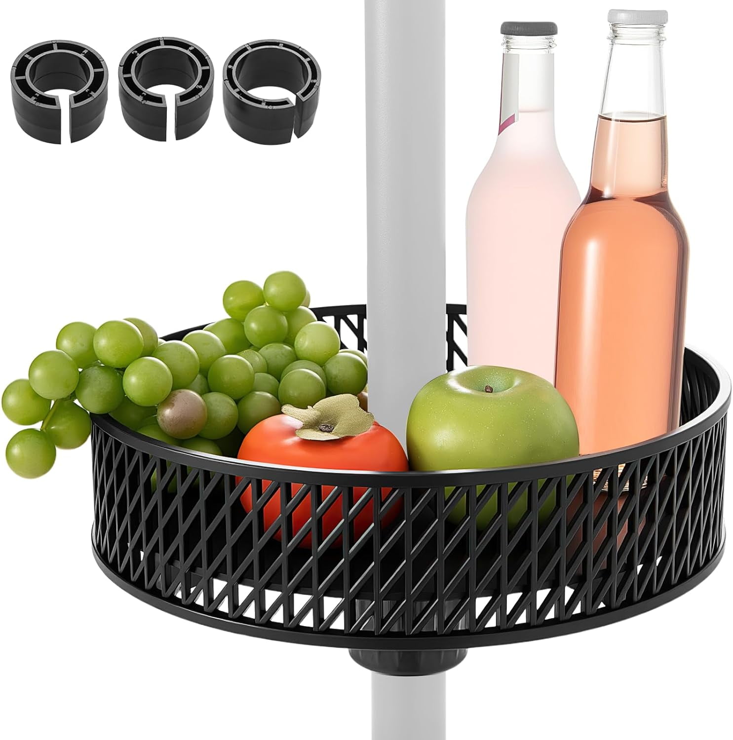 HAPPYGRILL Outdoor Umbrella Table Tray, Portable Round Table Tray with ...