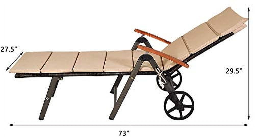 HAPPYGRILL Patio Chaise Lounge with Adjustable Backrest and Soft ...