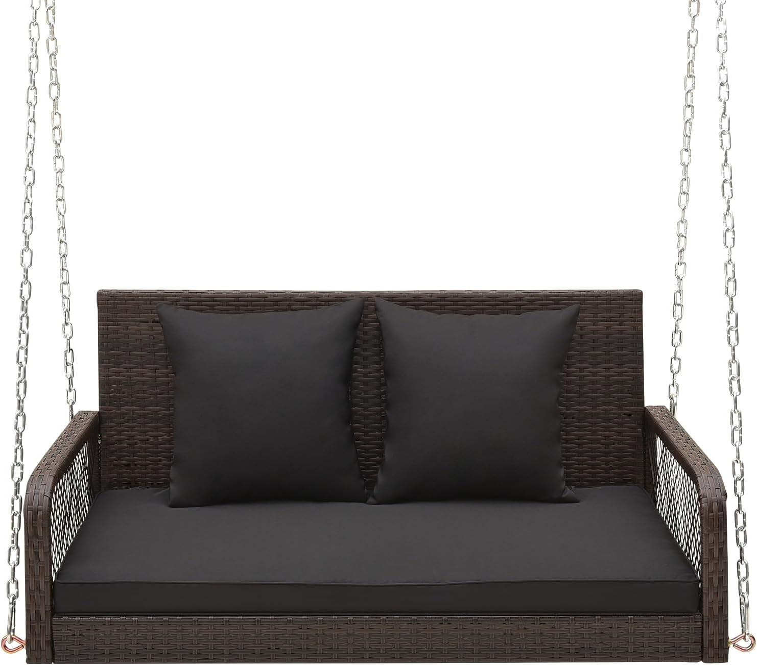 HAPPYGRILL Porch Swing Outdoor 2-Person Hanging Bench Chair with Seat ...