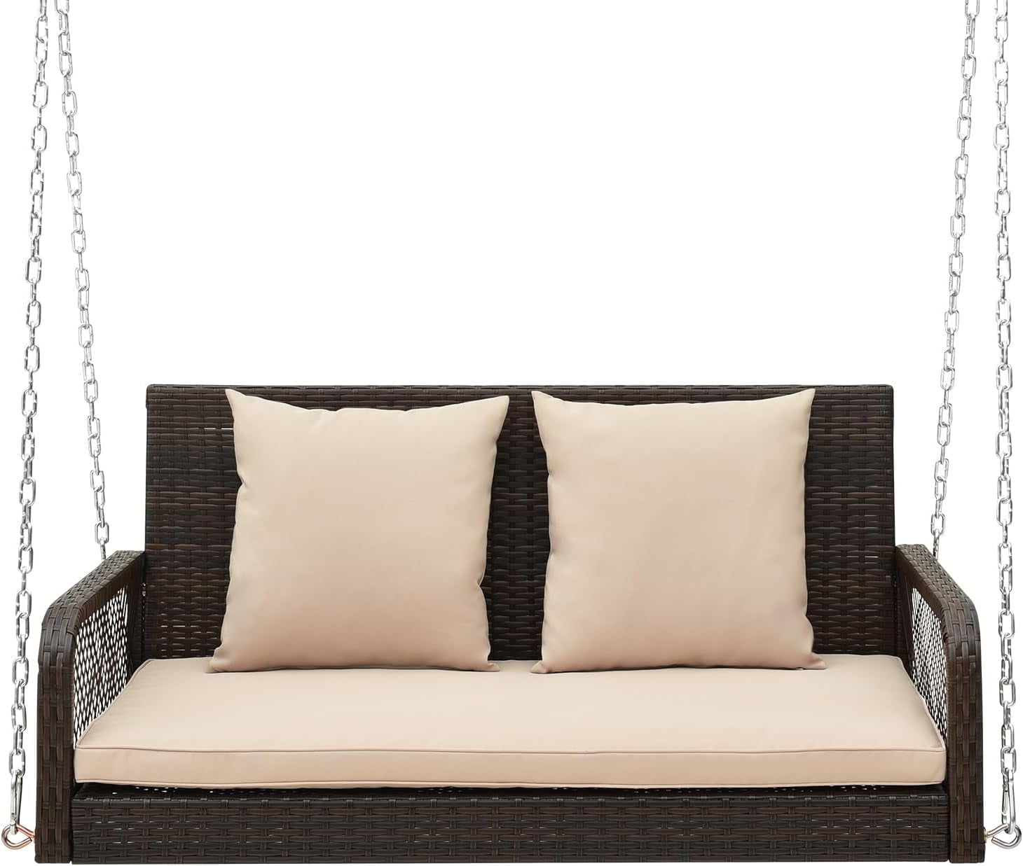 HAPPYGRILL Porch Swing Outdoor 2-Person Hanging Bench Chair with Seat ...