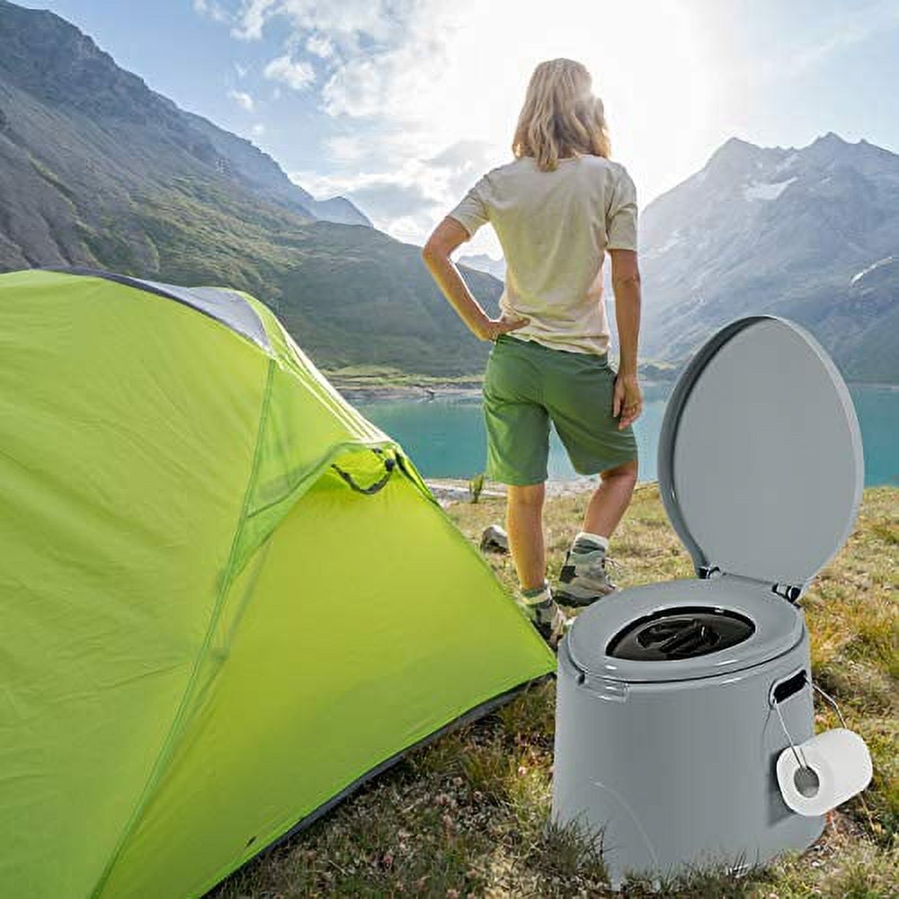 HAPPYGRILL Portable Toilet Outdoor Travel Toilet RV Potty with ...