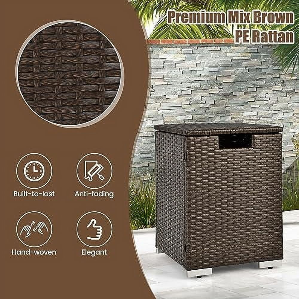 HAPPYGRILL Propane Gas Tank Cover Table, 2-in-1 Rattan Hideaway Propane ...
