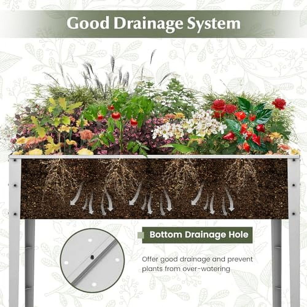 HAPPYGRILL Raised Garden Bed, Galvanized Garden Box with Legs, Drainage ...