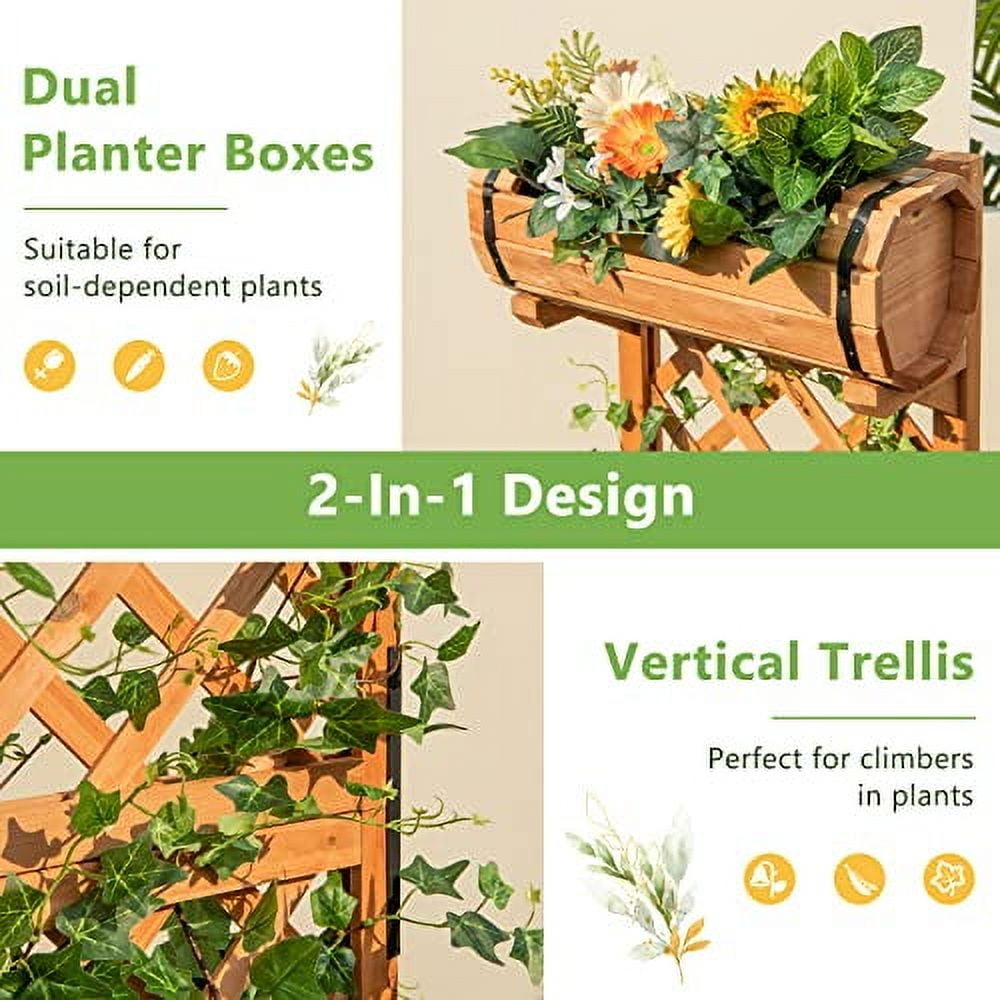 HAPPYGRILL Raised Garden Bed with Trellis, Removable Planter Boxes with ...