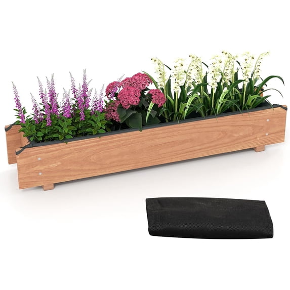 HAPPYGRILL Raised Garden Bed, Wood Flower Planter Box w/4 Drainage ...