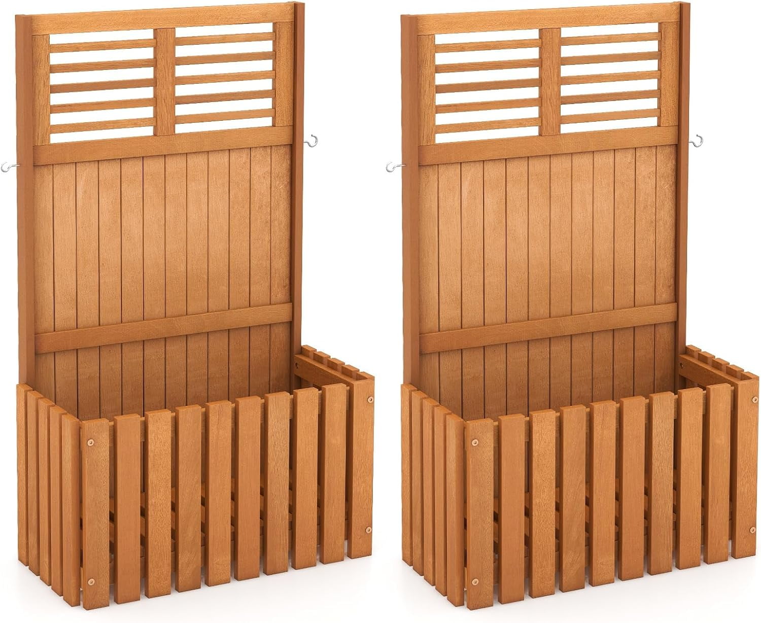 HAPPYGRILL Raised Garden Bed, Wooden Planter w/Trellis & Privacy Screen ...