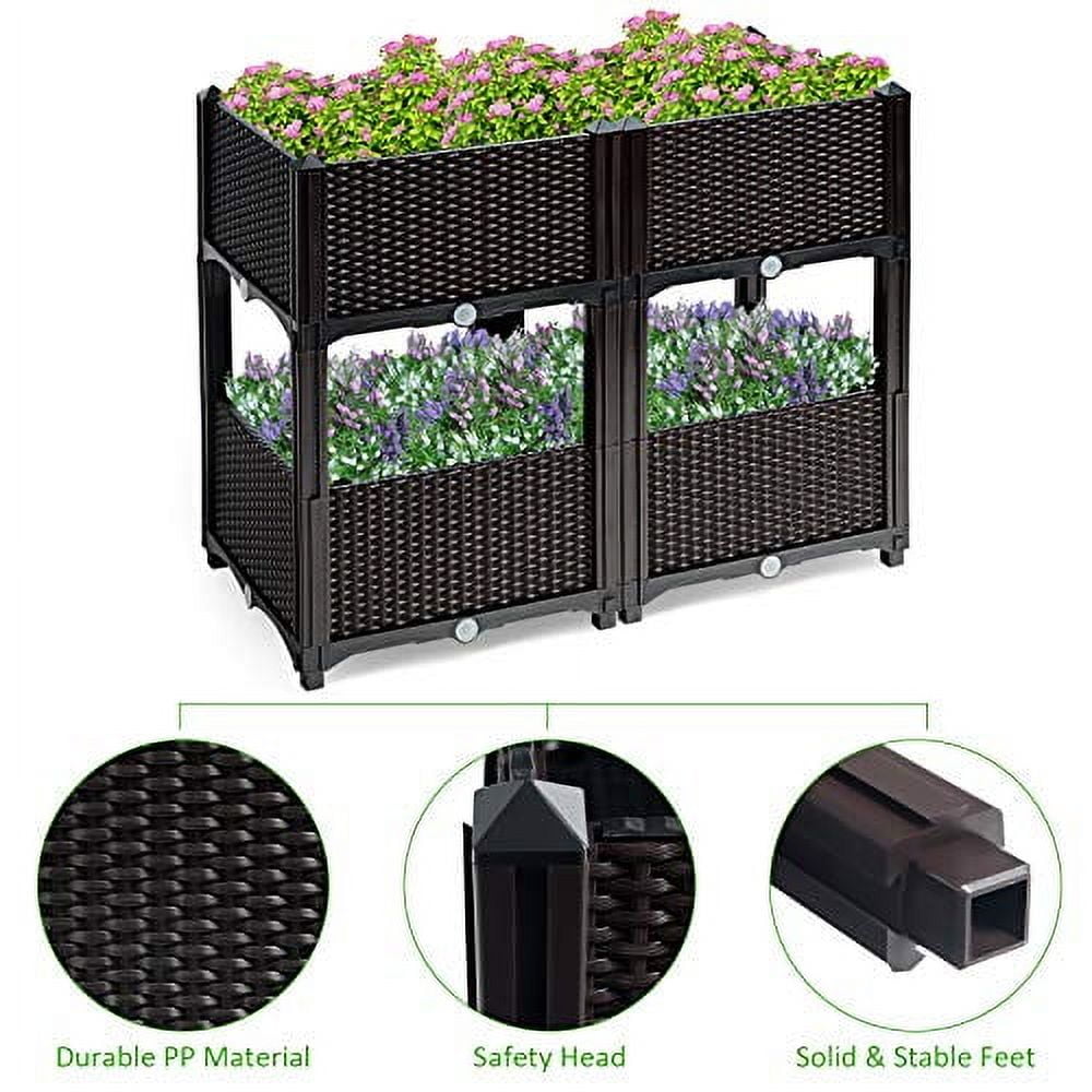 HAPPYGRILL Raised Garden Beds, Set of 4 Elevated Planter Boxes with ...