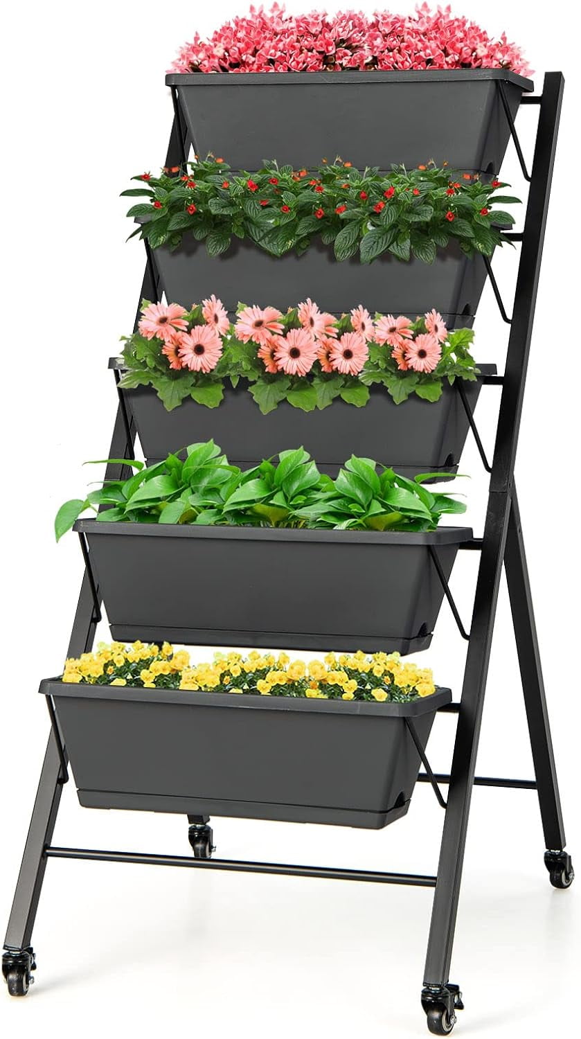 HAPPYGRILL Vertical Raised Garden Bed, 5-Layer Freestanding Garden ...