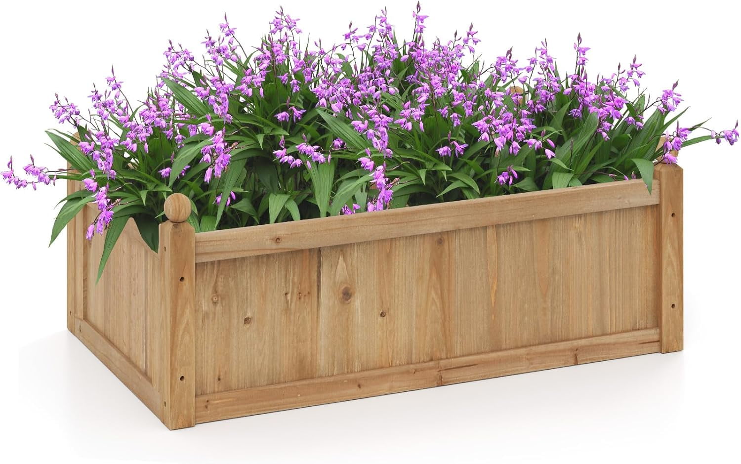 HAPPYGRILL Wood Raised Garden Bed, 46” x 24” x 16” Rectangular Flower ...