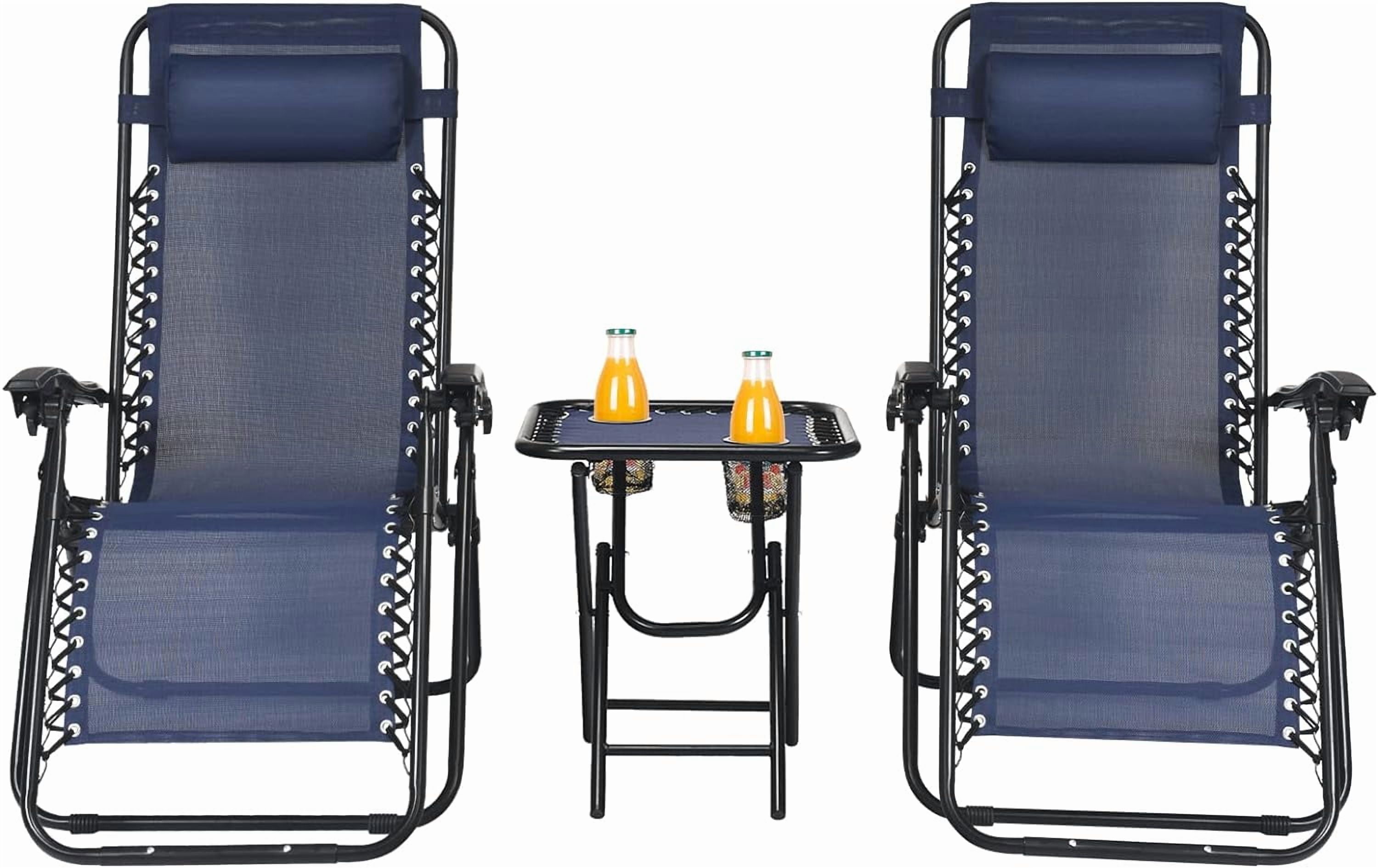 HAPPYGRILL Zero Gravity Lounge Chairs Set with Coffee Table, Folding ...