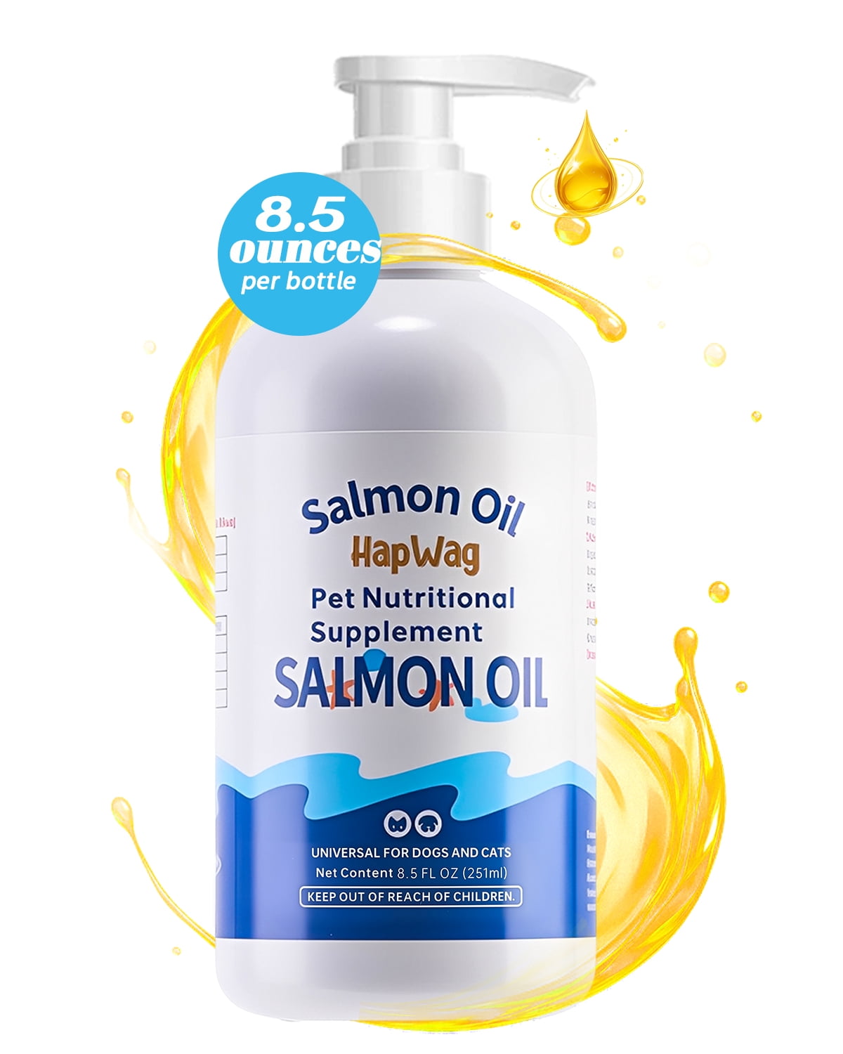 HAPWAG Anchovy Fish Oil with EPA & DHA, Omega-3 for Dogs & Cats ...