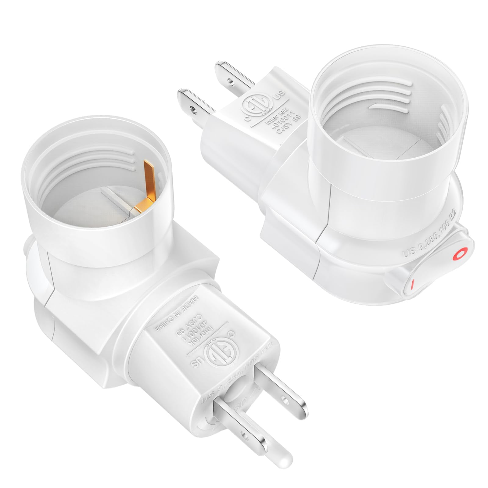 HAPYTHDA Plug in Light Socket, 360° Rotatable E26/E27 Light Socket Plug ...