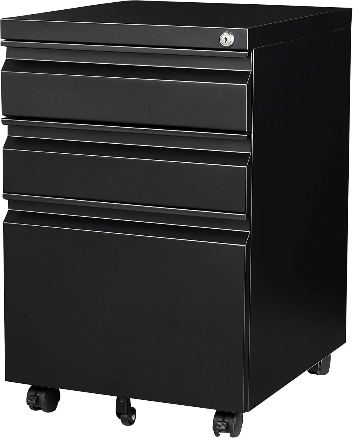 SISESOL 3 Drawer Mobile File Cabinet with Lock,Black Under Desk File ...