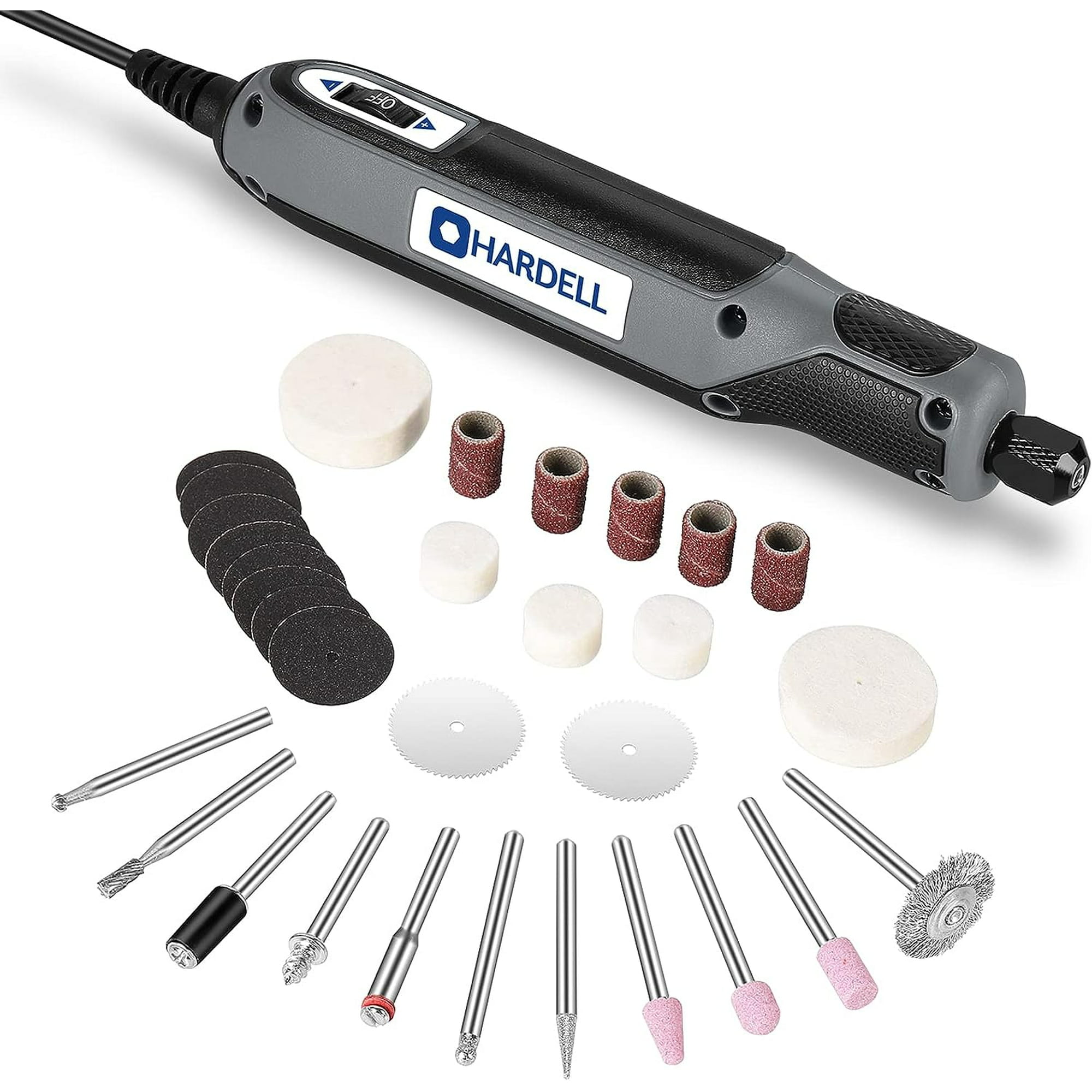 HARDELL 18V Mini Rotary Tool,4-Speed, with 31 Accessories,Corded Rotary ...