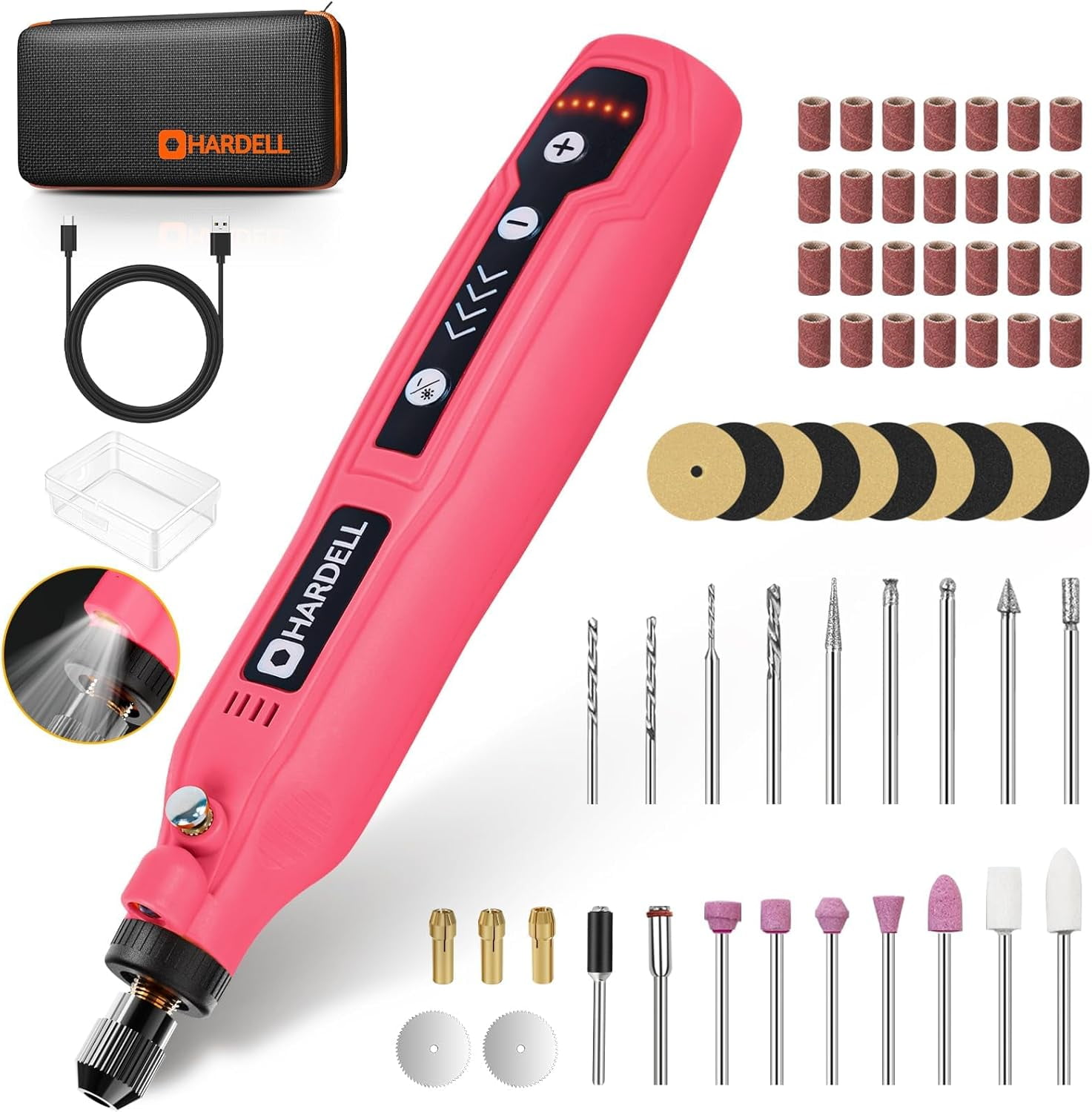 HARDELL Cordless Rotary Tool, 3.7V Rechargeable, 5-Speed, 61 ...