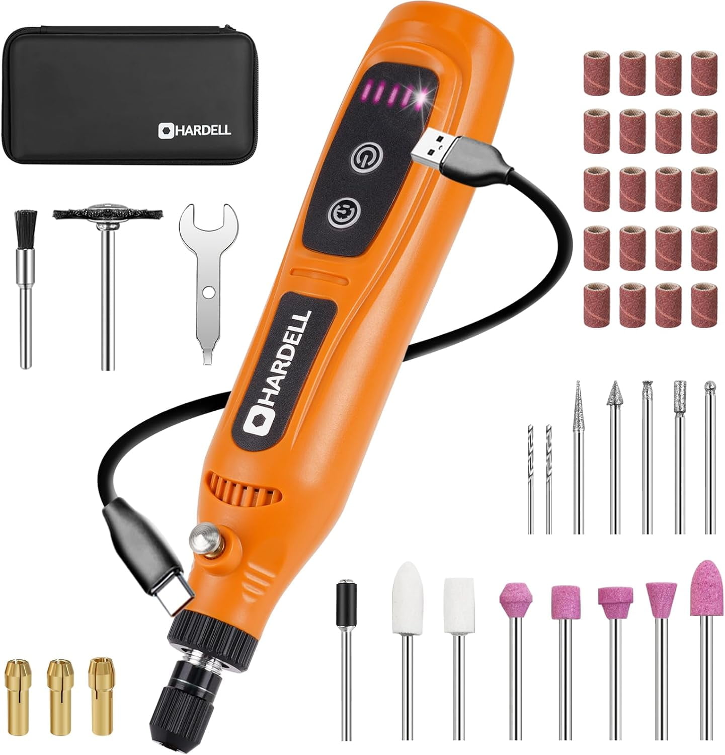 HARDELL Cordless Rotary Tool, 3.7V Rechargeable Rotary Tool Kit with 43 ...