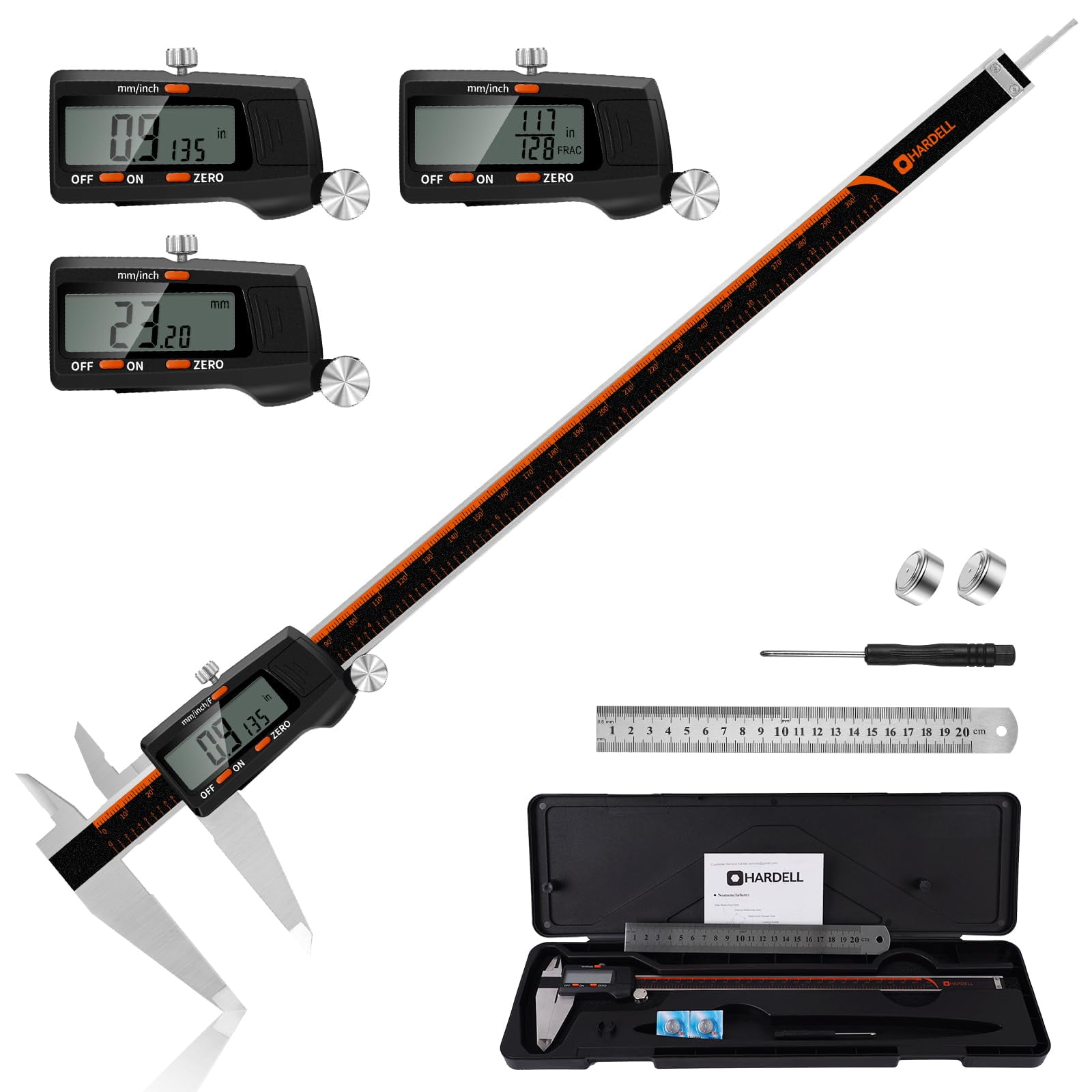 HARDELL Digital Caliper 0-12 Inch/300mm with Large LCD Screen ...