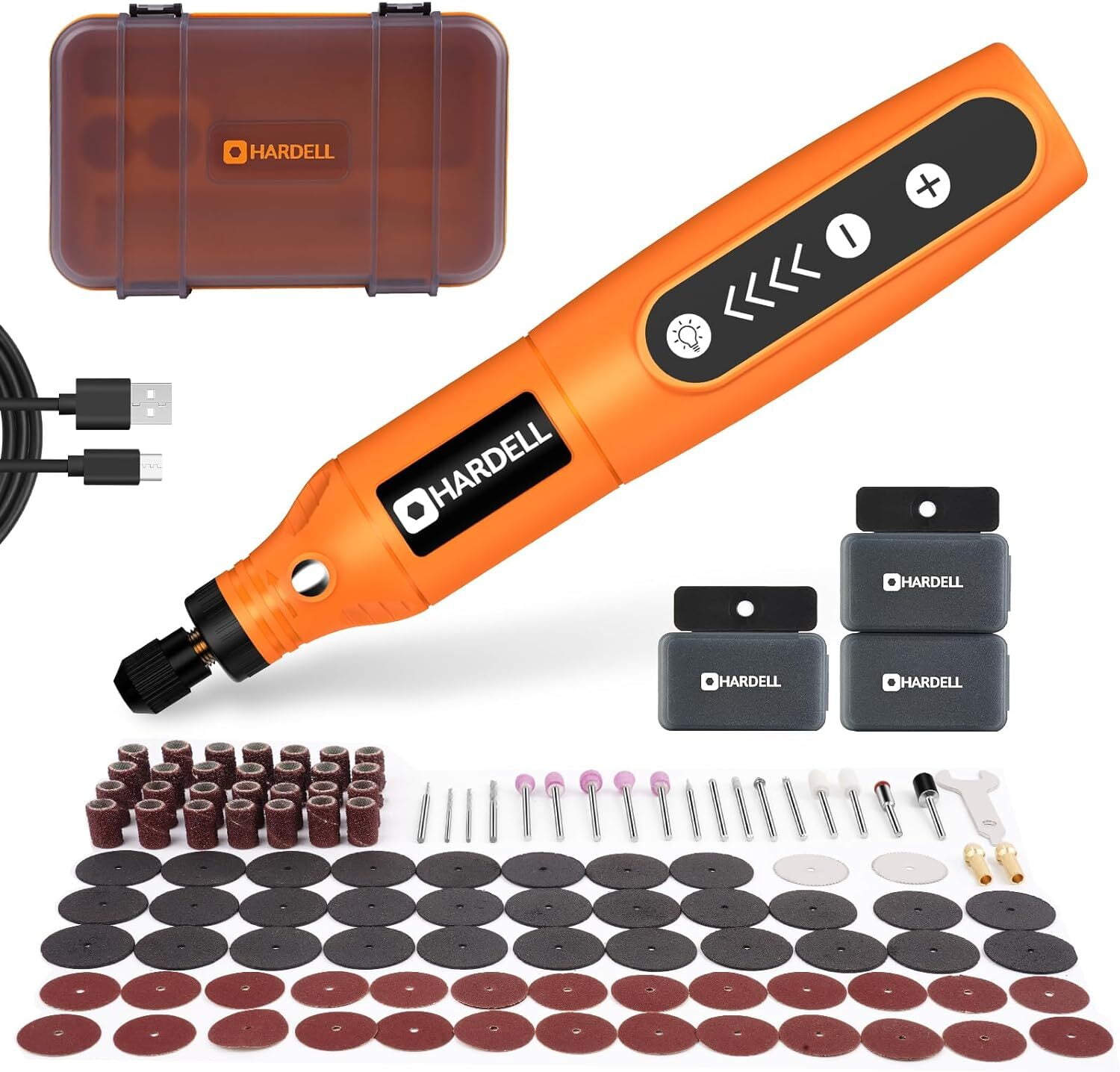 HARDELL Mini Cordless Rotary Tool, 5-Speed 3.7V Battery Rotary Tool Kit ...