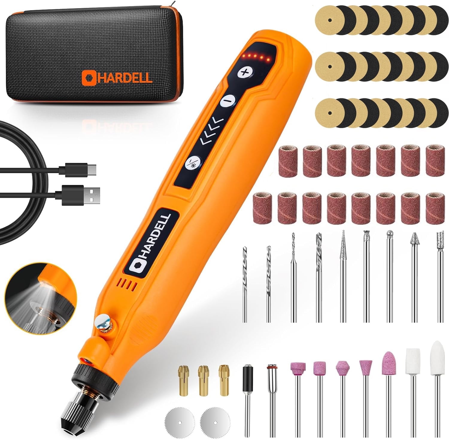 Hardell 3.7V Mini Rotary Tool Drill, 5-Speed with 61 Accessories for ...