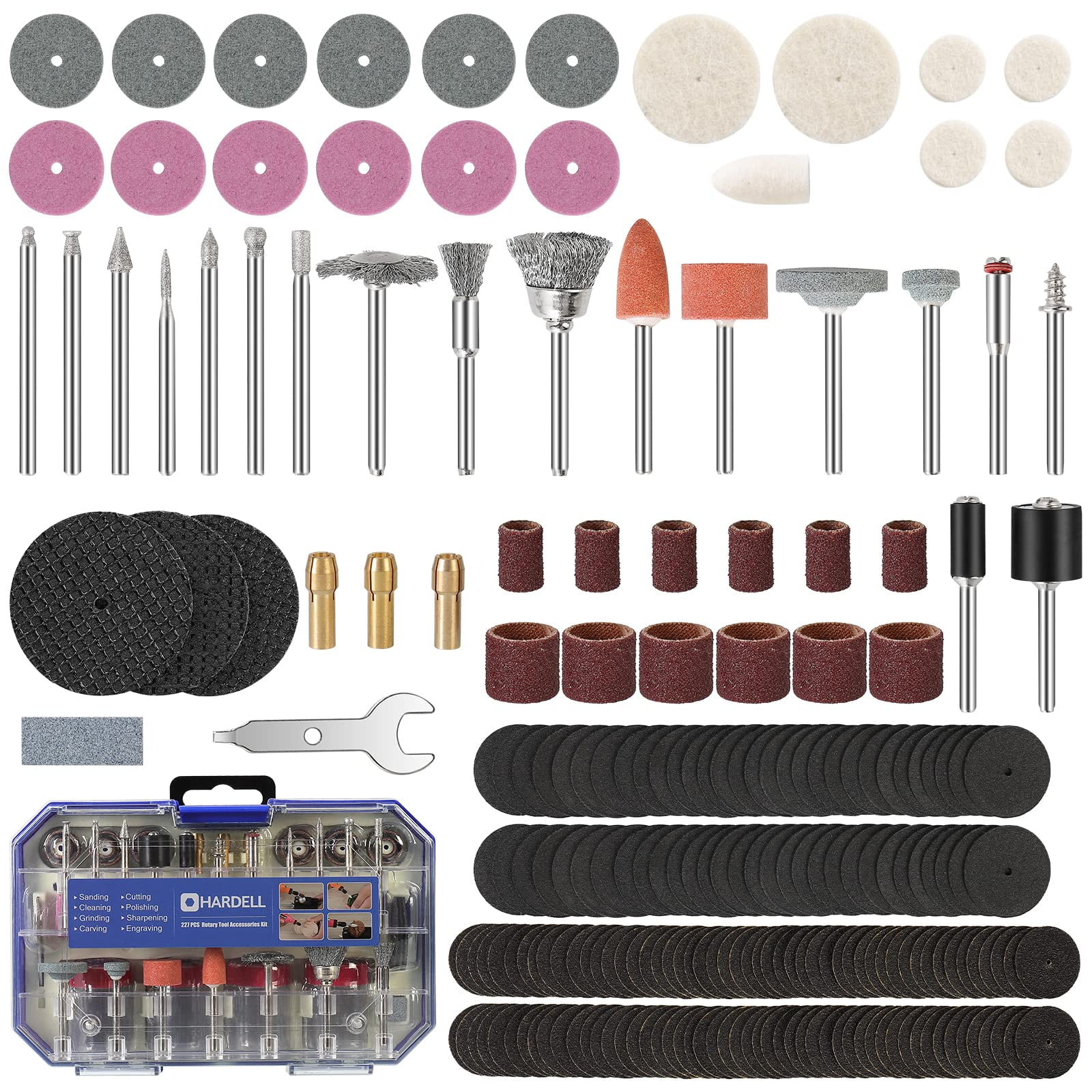 HARDELL Rotary Tool Accessories, 227pcs Power Rotary Tool Accessories ...