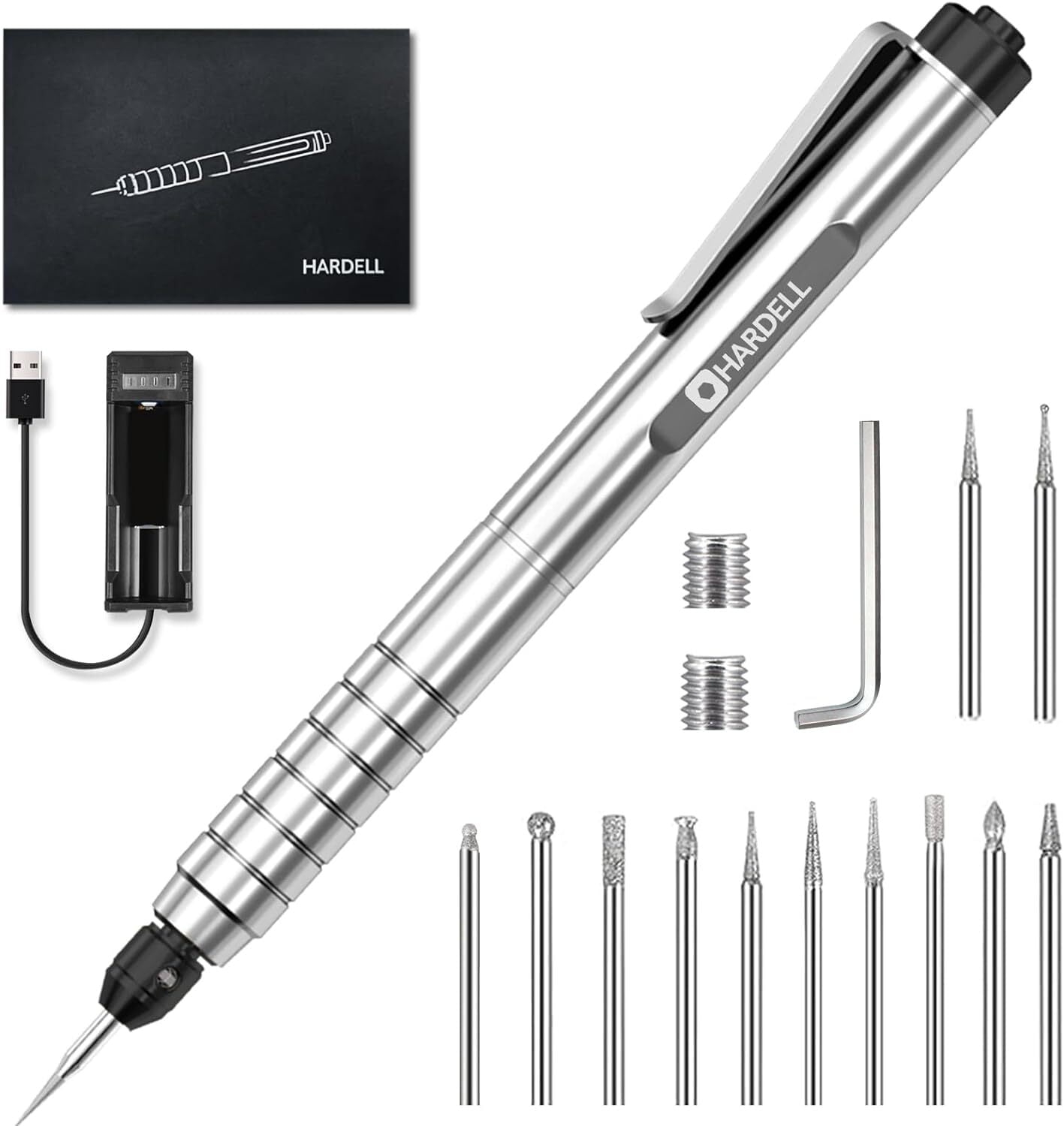 HARDELL USB Rechargeable Mini Engraving Pen, Cordless Etching Tool, 6 ...