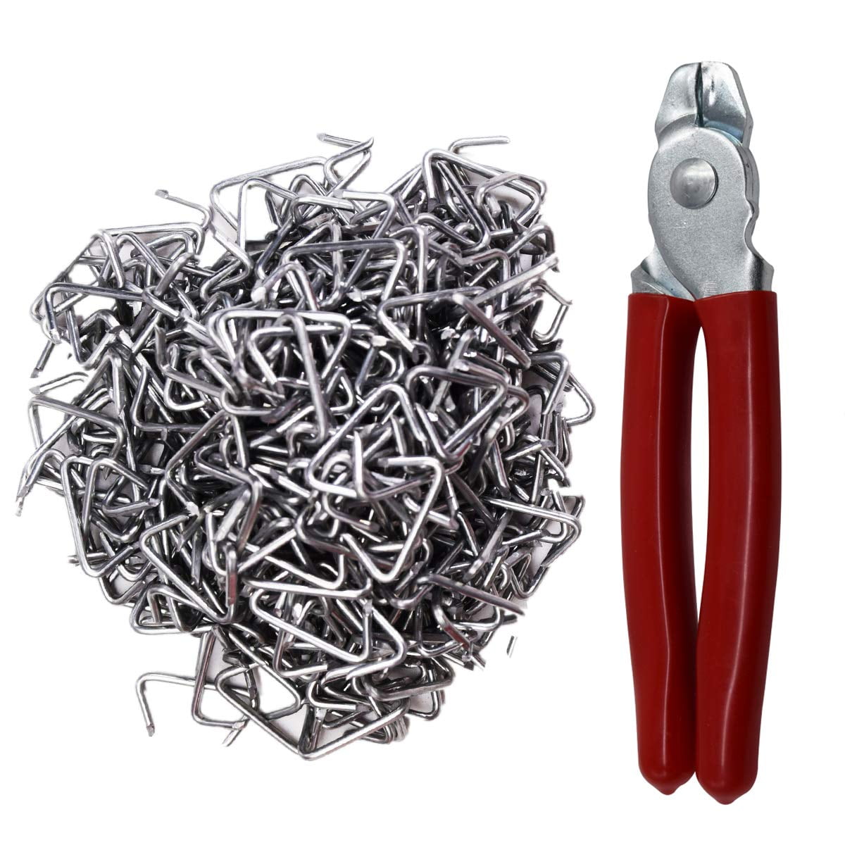 HARDK Hog Ring Pliers Set Straight, 500 pcs Galvanized Hog Rings ...