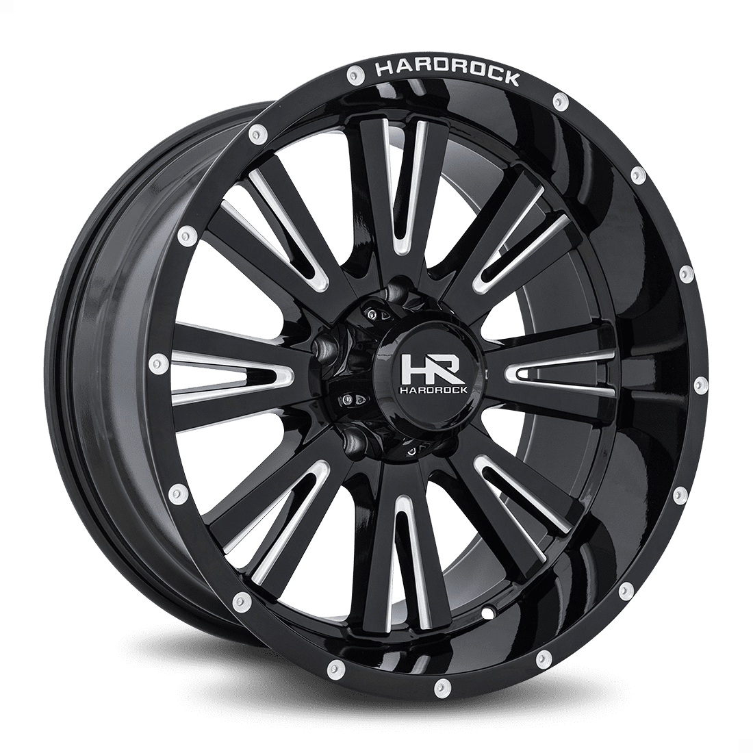 HARDROCK SPINE XPOSED 20X12 6X139.7 -44ET 87CB GLOSS BLACK MILLED WHEEL ...