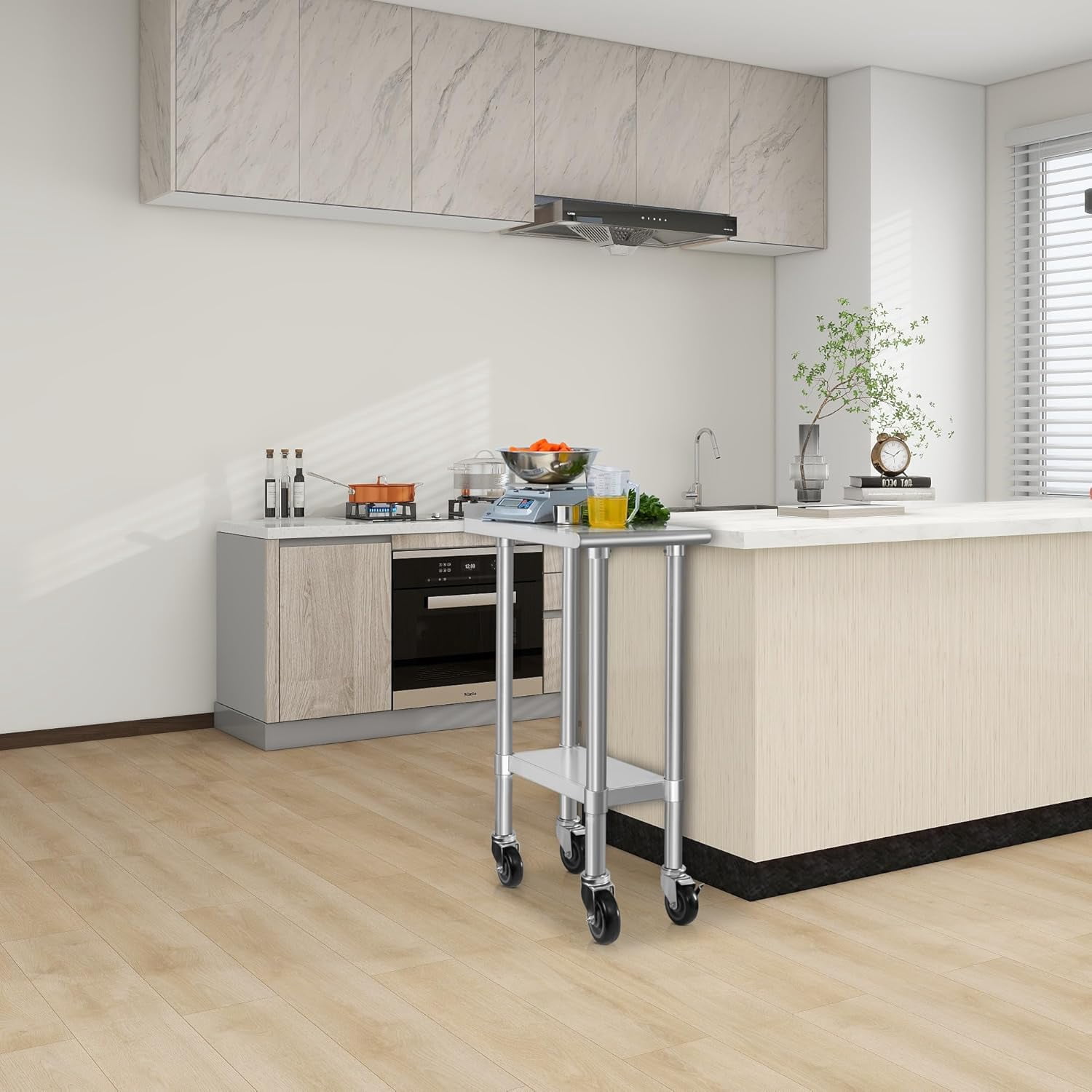 HARDURA Stainless Steel Commercial Work Table with Wheels Prep & Work ...