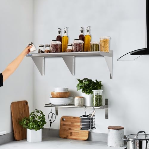 HARDURA Stainless Steel Shelf 18" x 72", 480lb Commercial Shelves Wall ...