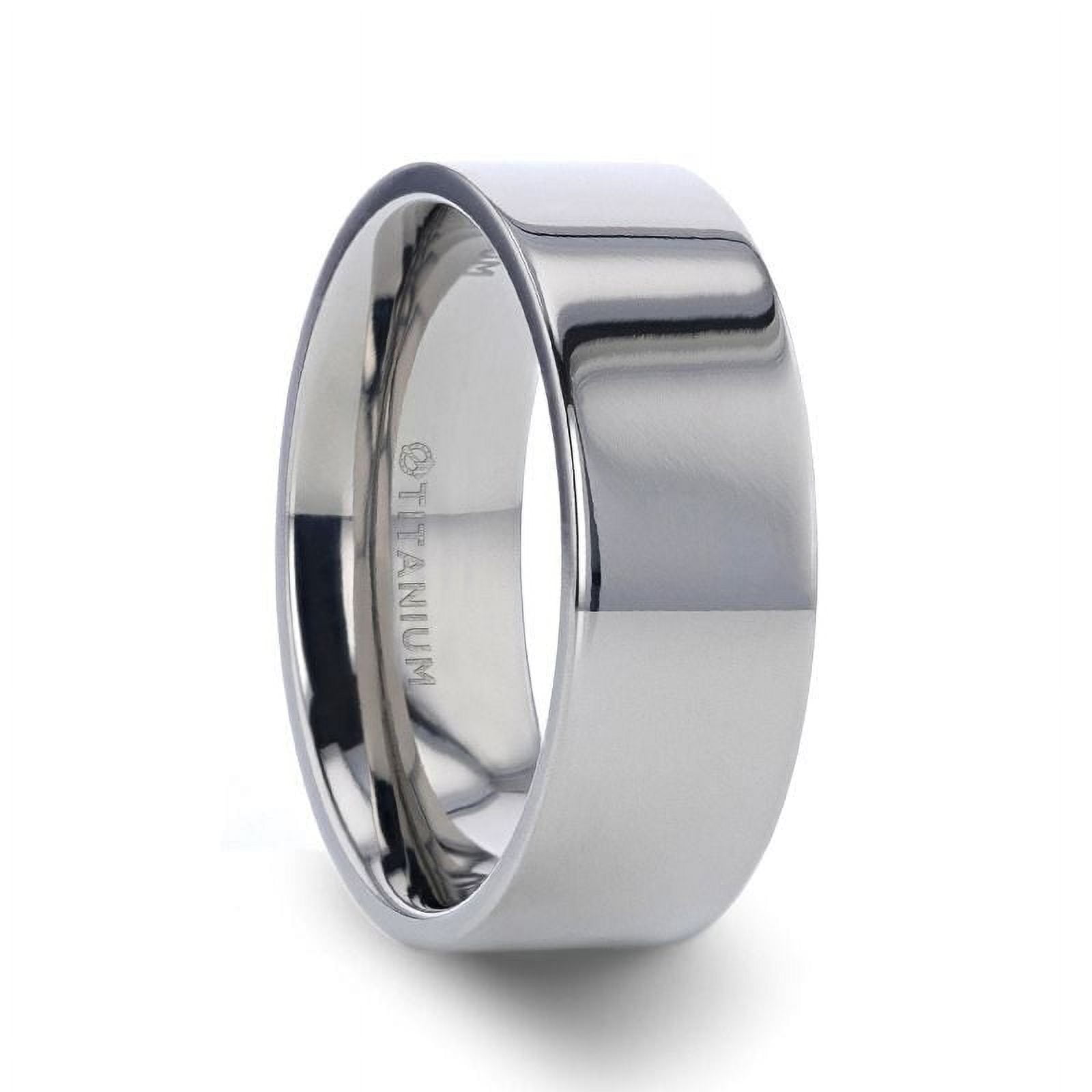 HARDY Polished Finish Flat Style Men’s Titanium Wedding Ring - 6mm ...
