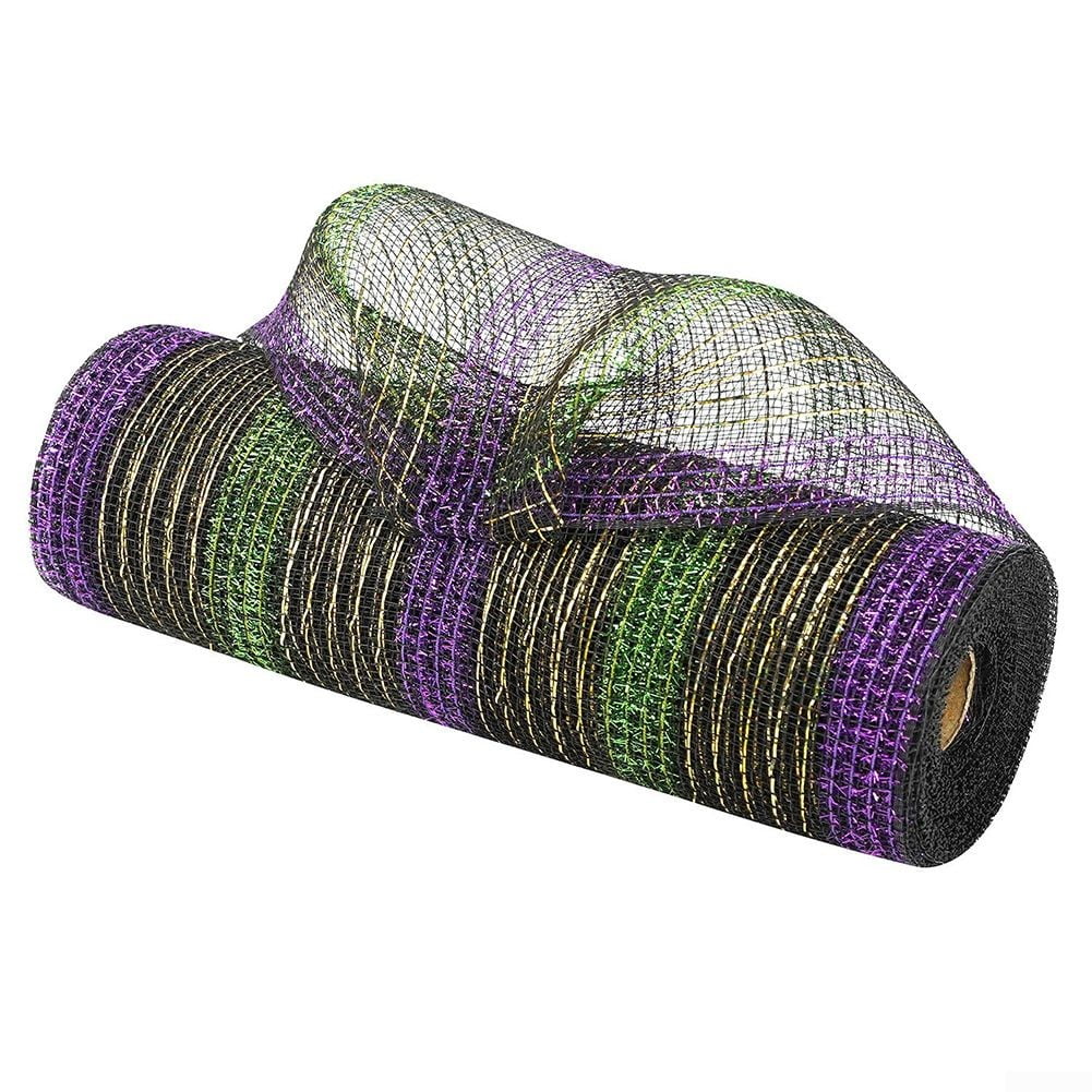 HARFELL DIY Ribbon Bows Deco Mesh 10 Yards Gold Wire Mesh Ribbons Xmas ...