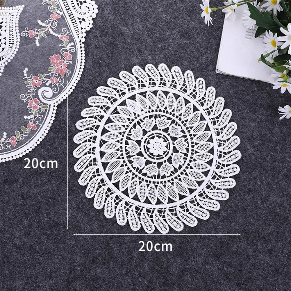 HARFELL Round Lace Doilies Crochet Round Lace Placemat Napkin Placemat ...