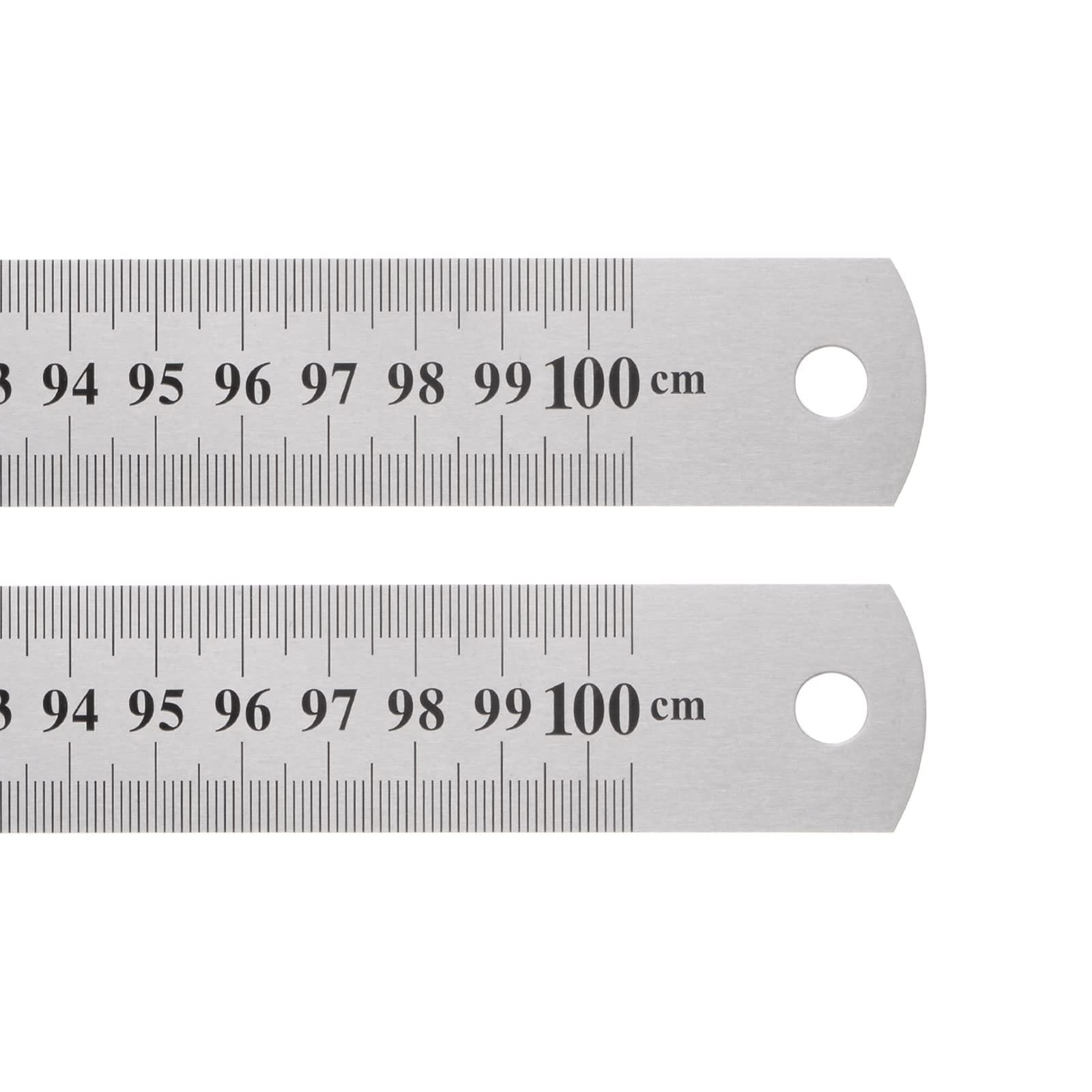 HARFINGTON 2pcs Stainless Steel Ruler 40-inch/100cm Metal Rulers 1.14 ...