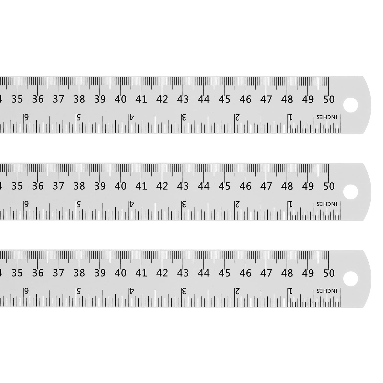 HARFINGTON 3pcs Stainless Steel Ruler 20 Inch 50cm Metric English Ruler ...