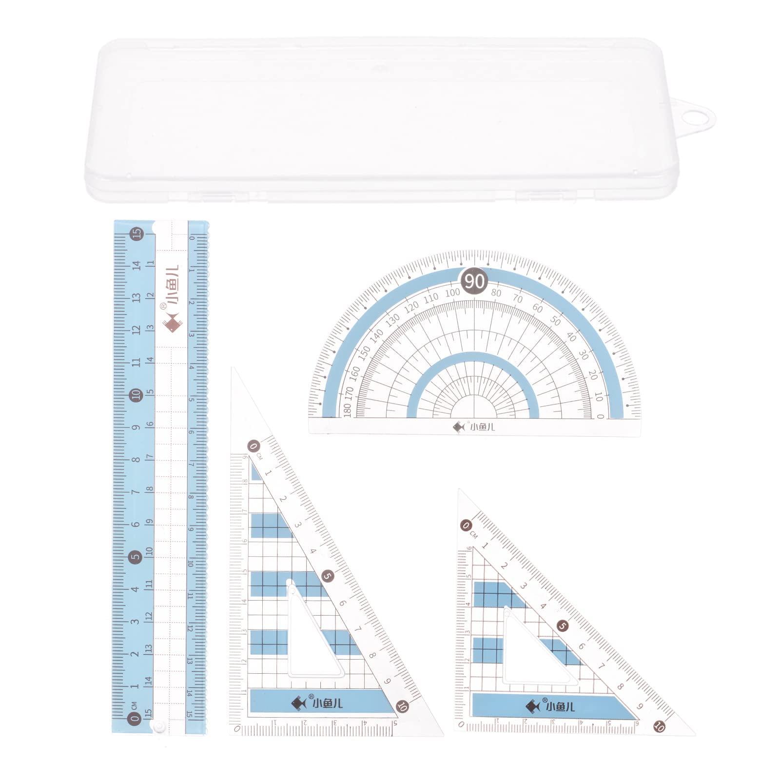 HARFINGTON 4piece Ruler Set 15cm Straight Ruler Protractor Triangle ...