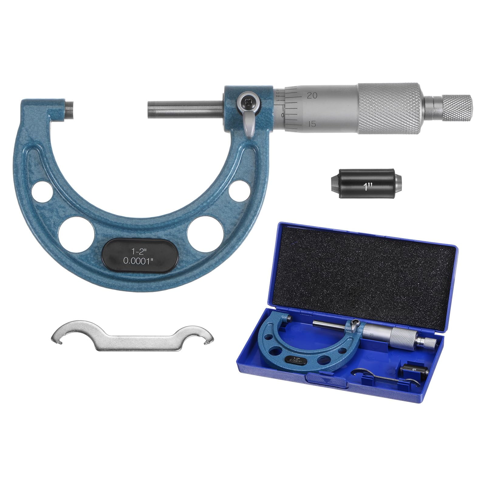 HARFINGTON Outside Micrometer 1"-2" Measuring Tool 0.0001" Graduation ...