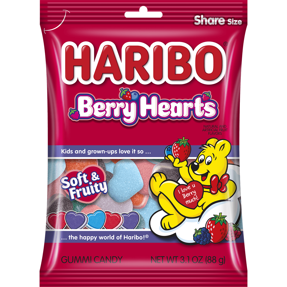 HARIBO - Berry Hearts Gummy Candy 3.1oz - Walmart.com