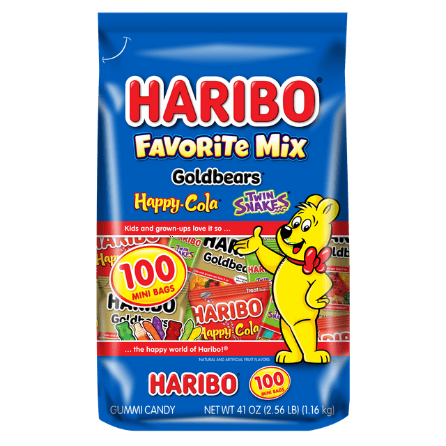 HARIBO Favorite Mix Assorted Flavor and Shape Gummy Candy Mini Pouches ...