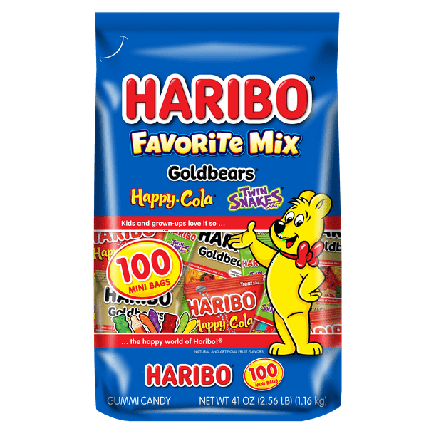 HARIBO Favorite Mix 100ct gummy candy, Pack of 1 41.9oz Stand Up Bag ...