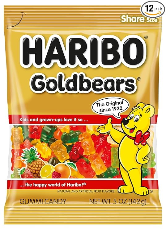 HARIBO Goldbears, Gummi Candy, 5 oz Bags (12 Packs) Assorted Flavors ...