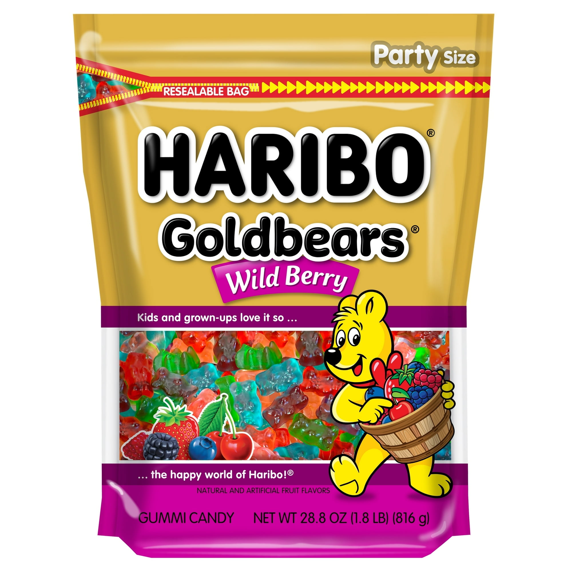 HARIBO Goldbears Gummy Bears, Wild Berry Candy Gummies, Large Bag, 28 ...