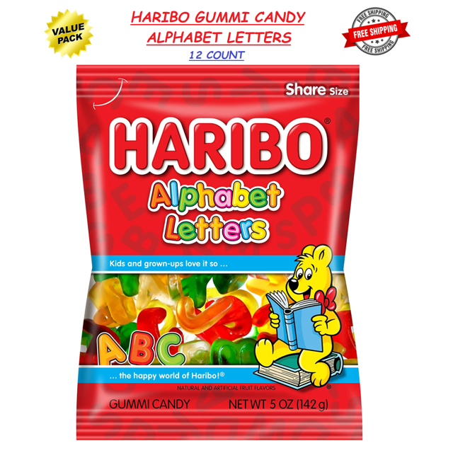 HARIBO Gummi Candy, Alphabet Letters, 5-Ounce Bags (Pack of 12) On Sale ...
