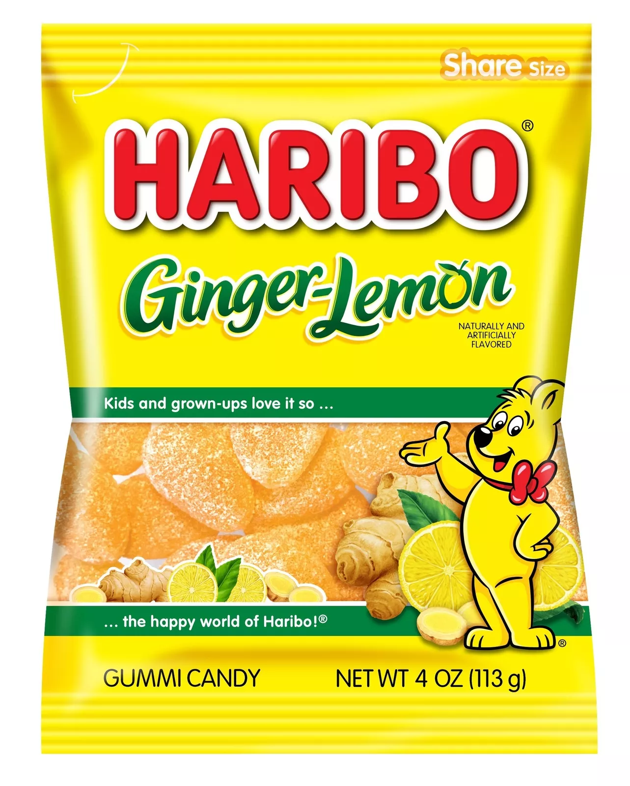 HARIBO Gummi Candy, Ginger Lemon, 4 oz. Bag (Pack of 12) - Walmart.com
