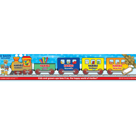 HARIBO Gummies Holiday Train Assorted Gummy Candy 8ct Train, 31.6oz Box ...